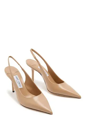 JIMMY CHOO Love 85 Leather Slingback Pumps - Nude