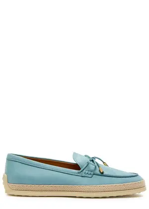 TOD'S Raffia-trim Suede Loafers
