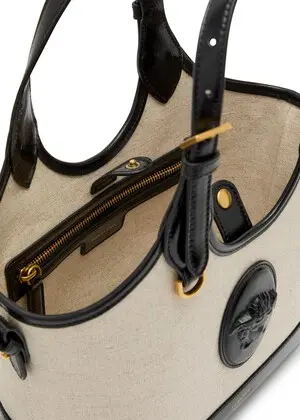 Versace Small Leather And Canvas Tote Bag - Black