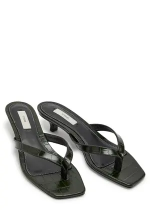 TOTEME 40 Crocodile-embossed Leather Sandals - Green