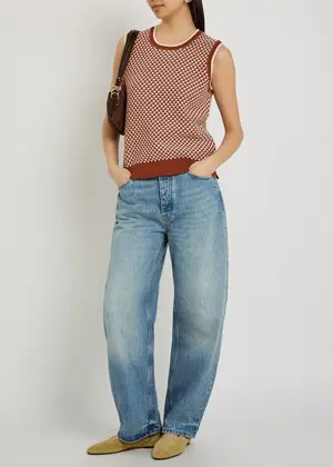 Varley Jenson Patterned Cotton-knit Tank - Bronze