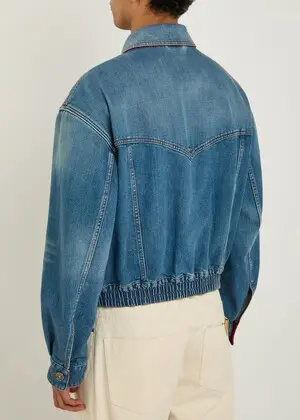 Versace Leather-collar Denim Jacket