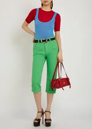 Versace Ribbed Wool T-shirt With Logo - Red