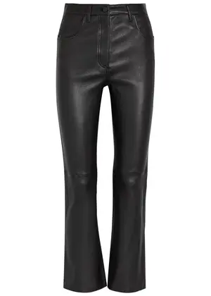 JOSEPH Duke Straight-leg Leather Trousers - Black