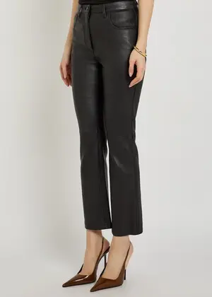JOSEPH Duke Straight-leg Leather Trousers - Black