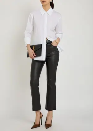 JOSEPH Duke Straight-leg Leather Trousers - Black