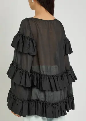 Dries Van Noten Charlice Ruffled Ramie Top