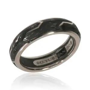David Yurman 18k White Gold & Forged Carbon Ring