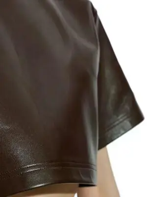 Balenciaga Cropped Collarless Leather T-shirt