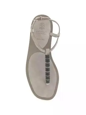 Brunello Cucinelli Beaded-strap Sandals - Grey