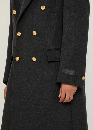 Versace Wool Double-breasted Pea Coat - Dark Grey