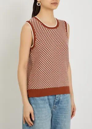 Varley Jenson Patterned Cotton-knit Tank - Bronze