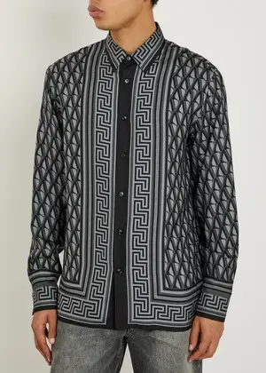 Versace Logo Print Shirt - Dark Grey