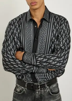 Versace Logo Print Shirt - Dark Grey