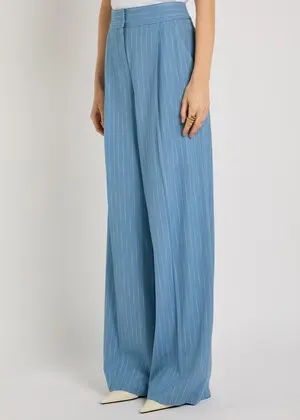 Veronica Beard Heyser Striped Wide-leg Trousers - Blue