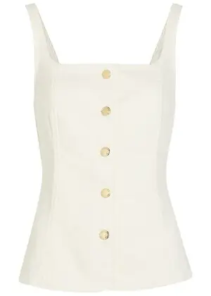 Good American Square-neck Denim Top - White