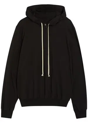 Rick Owens Printed Hooded Cotton Sweatshirt - Black