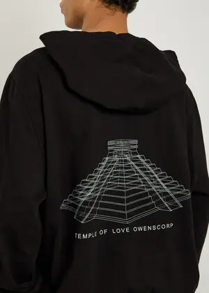 Rick Owens Printed Hooded Cotton Sweatshirt - Black