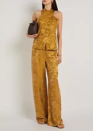 Veronica Beard Pacey Floral-jacquard Satin Top