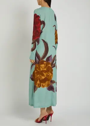 La DoubleJ Floral-print Stretch-jersey Midi Dress - Blue