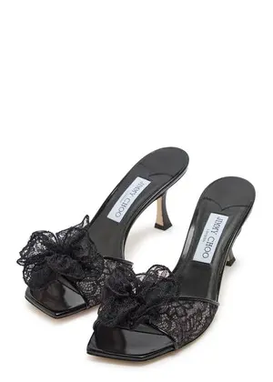 JIMMY CHOO Skye Corsage 70 Floral-appliquéd Lace Mules
