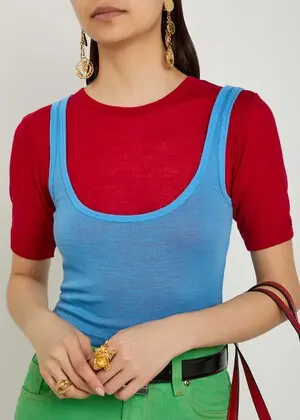 Versace Ribbed Wool T-shirt - Red