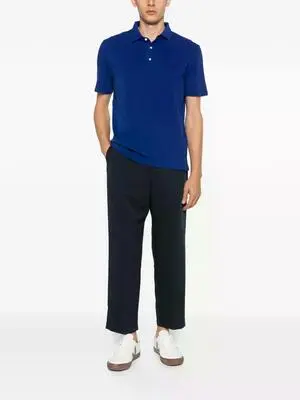 Isaia Embroidered Button Polo Shirt - Blue