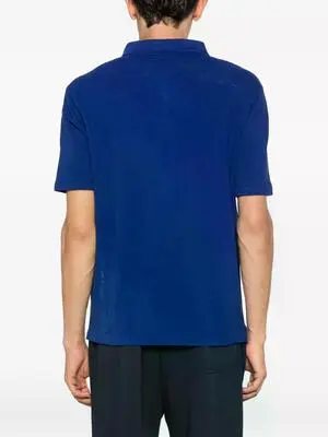 Isaia Embroidered Button Polo Shirt - Blue
