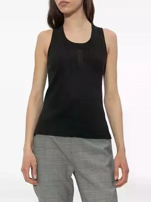 Balmain Logo-embroidered Ribbed Tank Top - Black