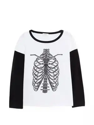SECOND / LAYER Long-sleeved Skeleton-print T-shirt