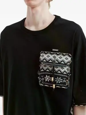 MUSIUM DIV. Patterned Pocket Cotton T-shirt - Black