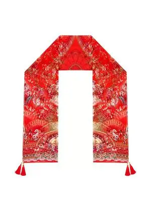 Camilla Crinkle Floral-print Scarf - Red