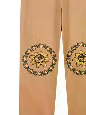 BAZISZT Floral Embroidery Trousers - Neutrals