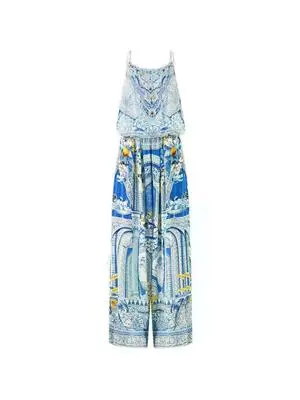Camilla Shoestring-strap Jumpsuit - Blue