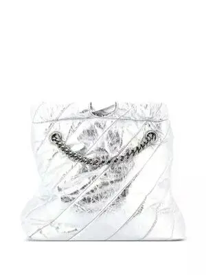 Balenciaga Crush Chain Quilted Crushed Calfskin Small Tote Bag - Silver