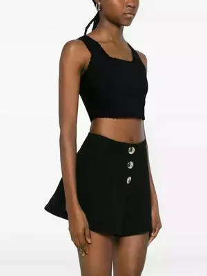 Sandro Cropped Decorative Knit Top - Black