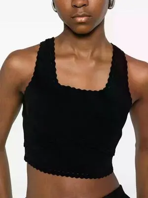 Sandro Cropped Decorative Knit Top - Black