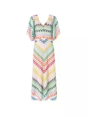 Missoni V-neck Chevron-pattern Maxi Dress - Neutrals