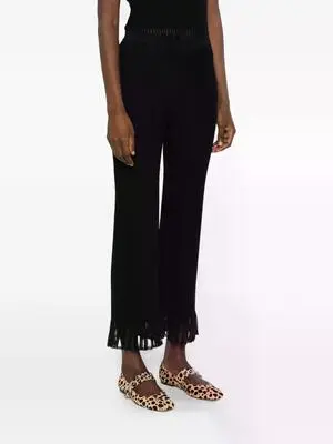 Sandro Ribbed Trousers With Ruffled Hem