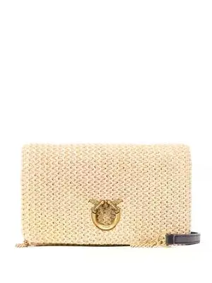 Pinko Raffia Bird-appliqué Shoulder Bag