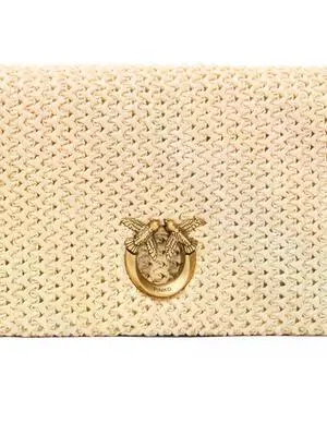 Pinko Raffia Bird-appliqué Shoulder Bag