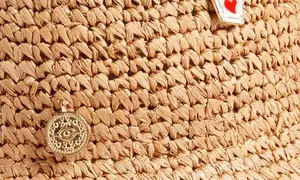 San Diego Hat Charm Embellished Raffia Bucket Hat