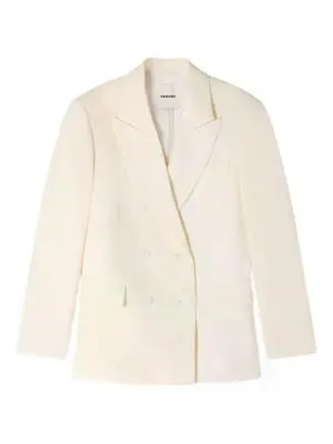 Sandro Double-breasted Fitted Blazer - Neutrals