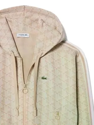 Lacoste Geometric Monogram Zip Hoodie - Neutrals