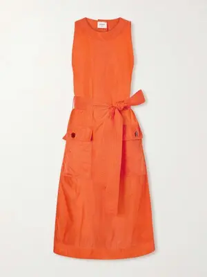 Saint Laurent Buttoned Front Midi Dress - Orange