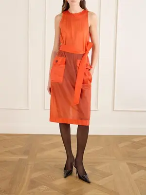 Saint Laurent Buttoned Front Midi Dress - Orange