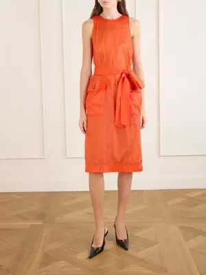 Saint Laurent Buttoned Front Midi Dress - Orange