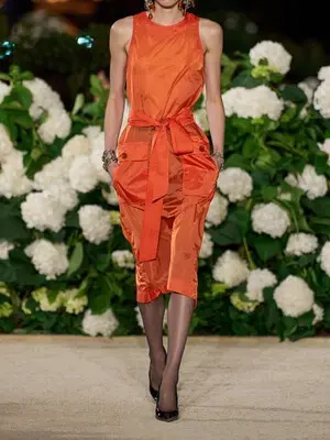 Saint Laurent Buttoned Front Midi Dress - Orange