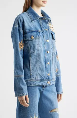 Farm Rio Printed Jacket - Denim