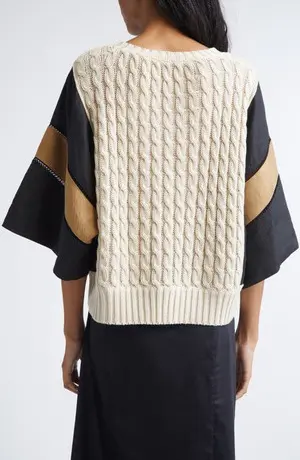 Max Mara Hybrid Linen Cable Sweater - Beige